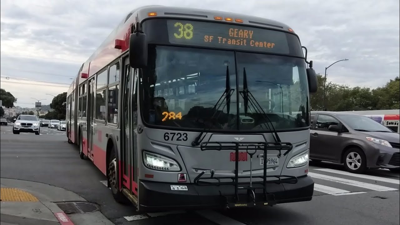 SF Muni 2016 New Flyer XDE60 #6723 on Route 38 Geary - YouTube