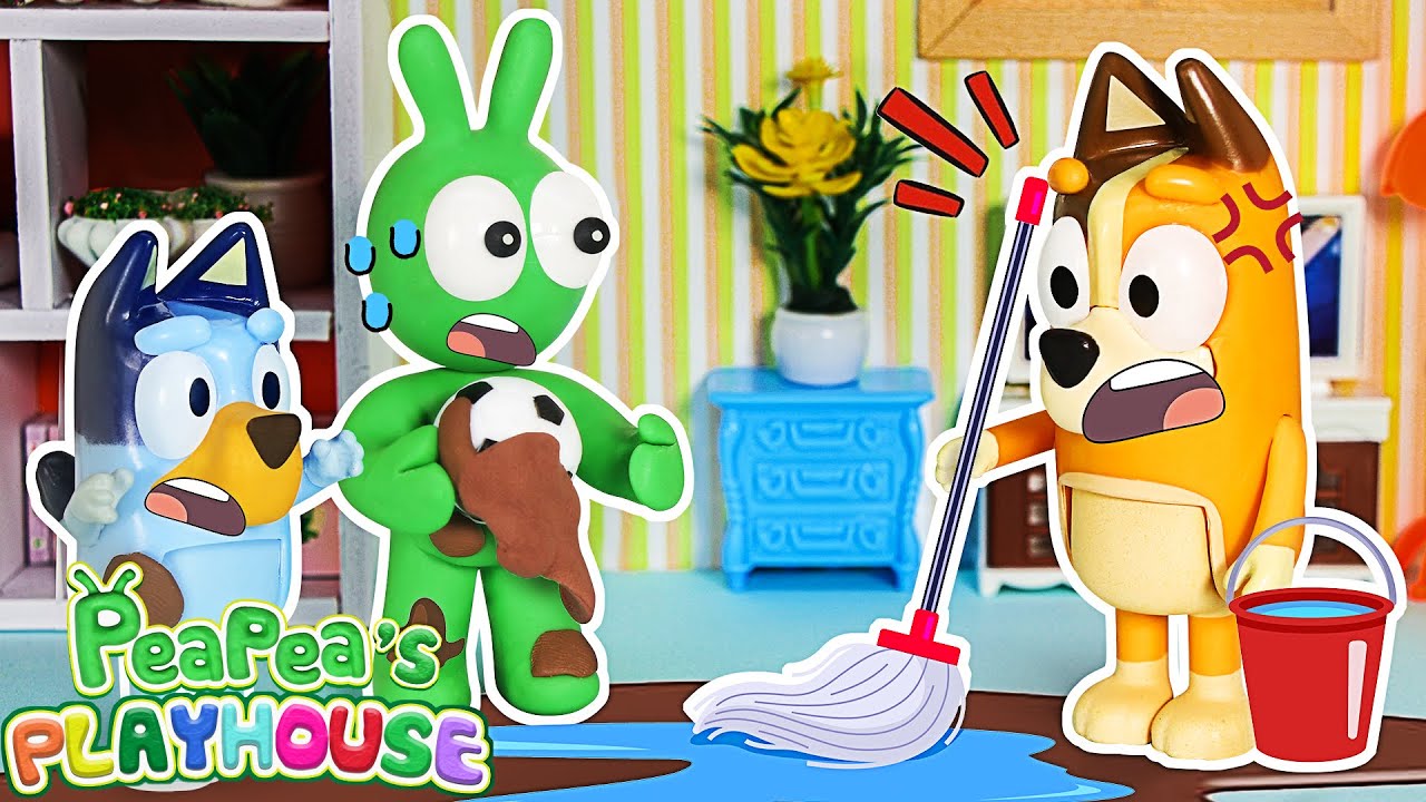 The House Is So Messy! Pea Pea And Bluey Learn How To Clean The House ...