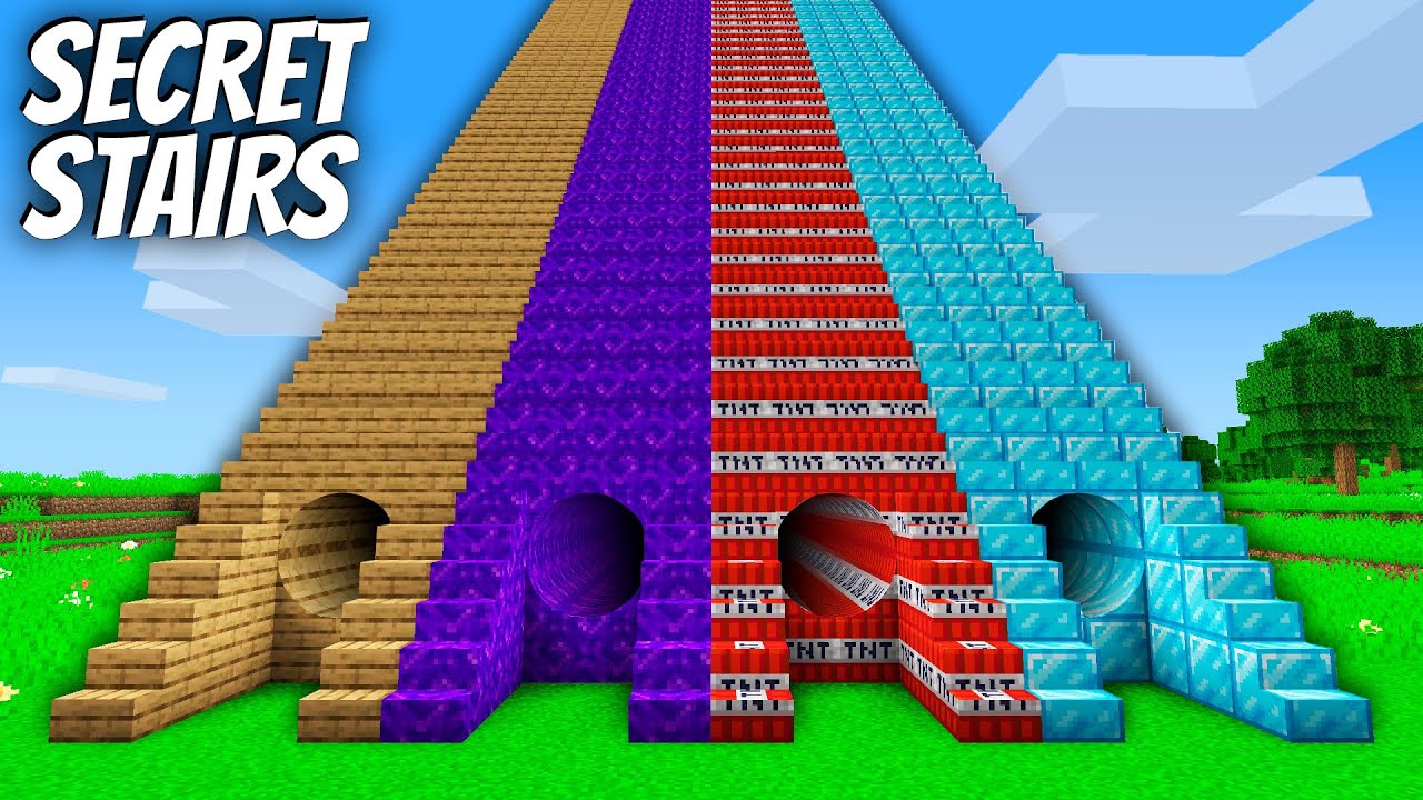 Where do lead SECRET STAIRS in Minecraft ? DIAMOND TUNNEL vs GOLD TNT ...