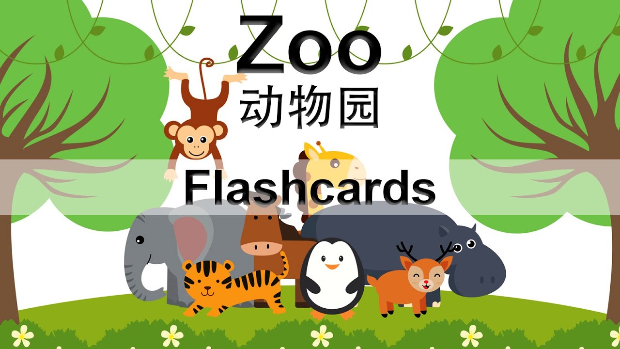 Flashcards | Zoo Animals | 动物园 | Basic English and Chinese | Toddlers ...