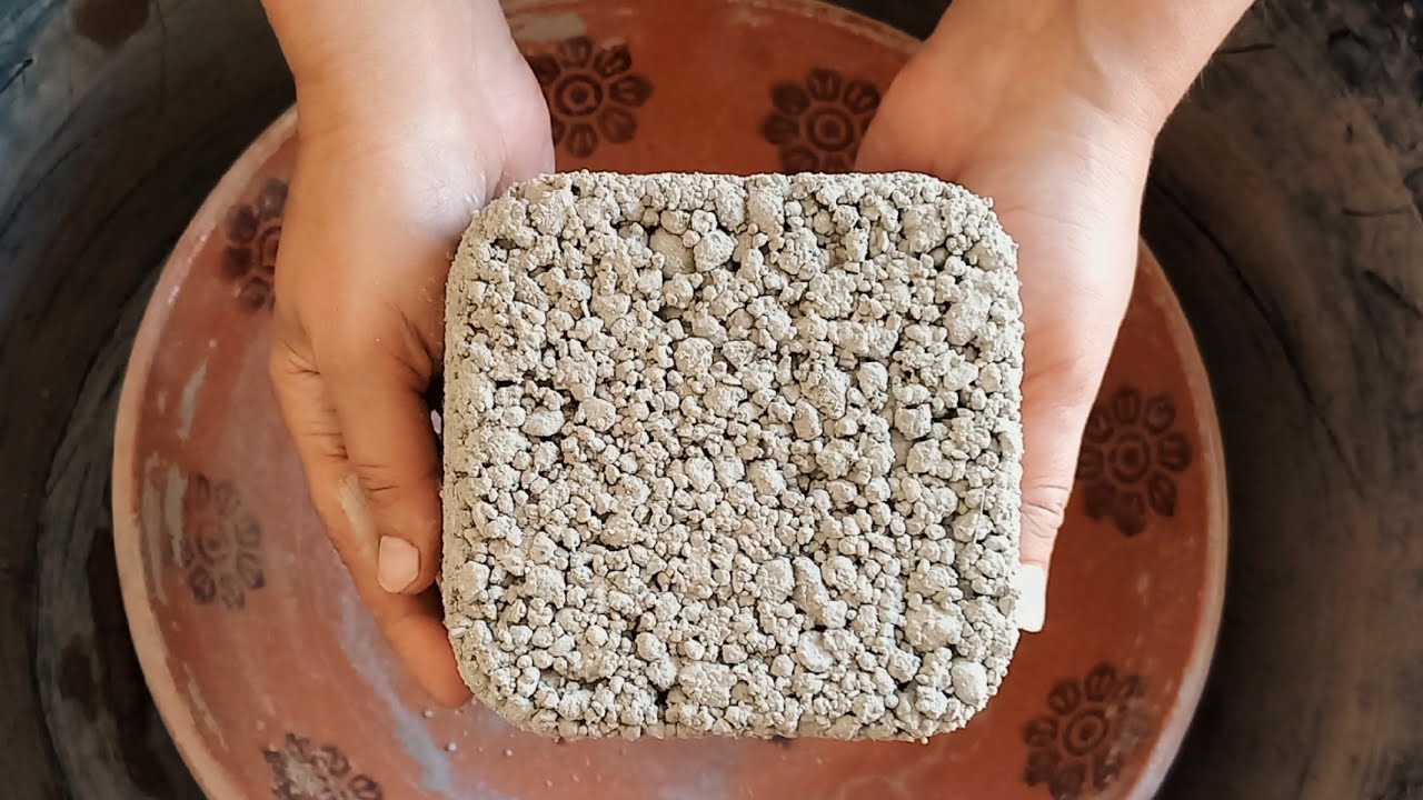 Homemade Gritty Cement shapes | Dry water Crumbling in Clay Pot - YouTube