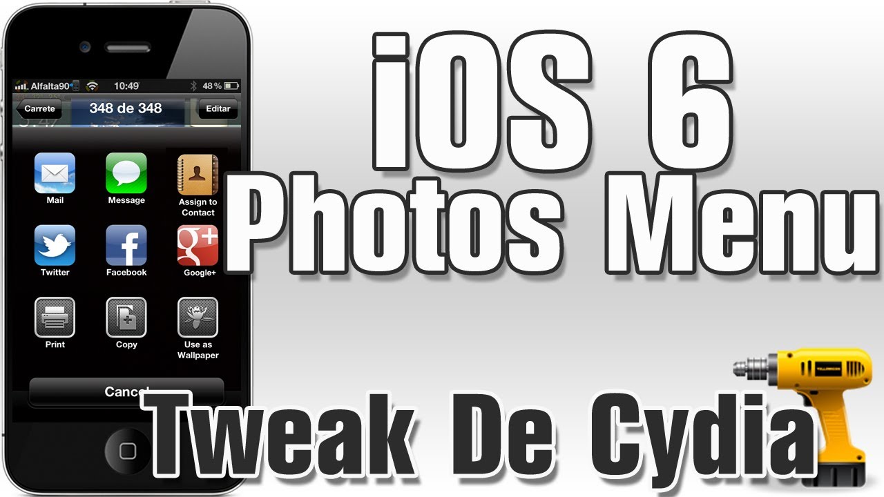 iOS 6 Photos Menu | Opcion de compartir de iOS 6 ahora en tu iOS 5 ...