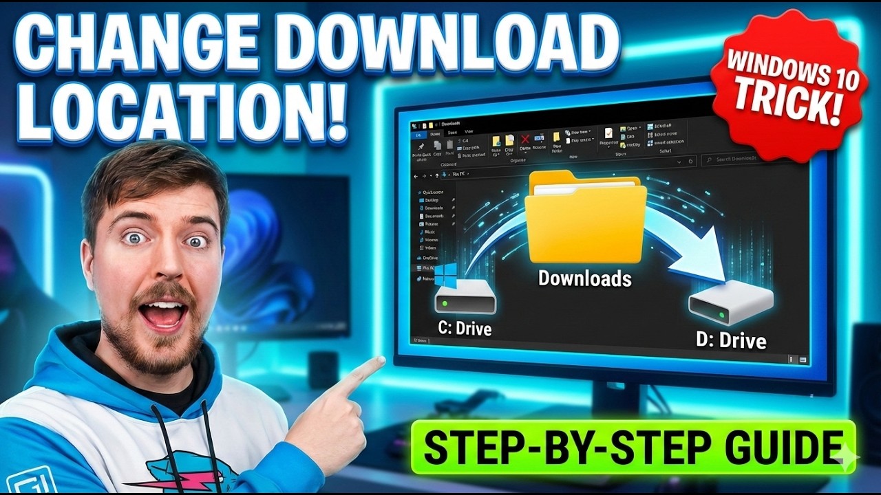How to change download file location in Windows 10 - YouTube