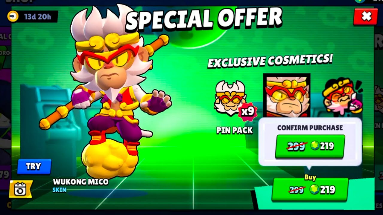 Brawl Stars Lunar Skin Wukong Mico - YouTube
