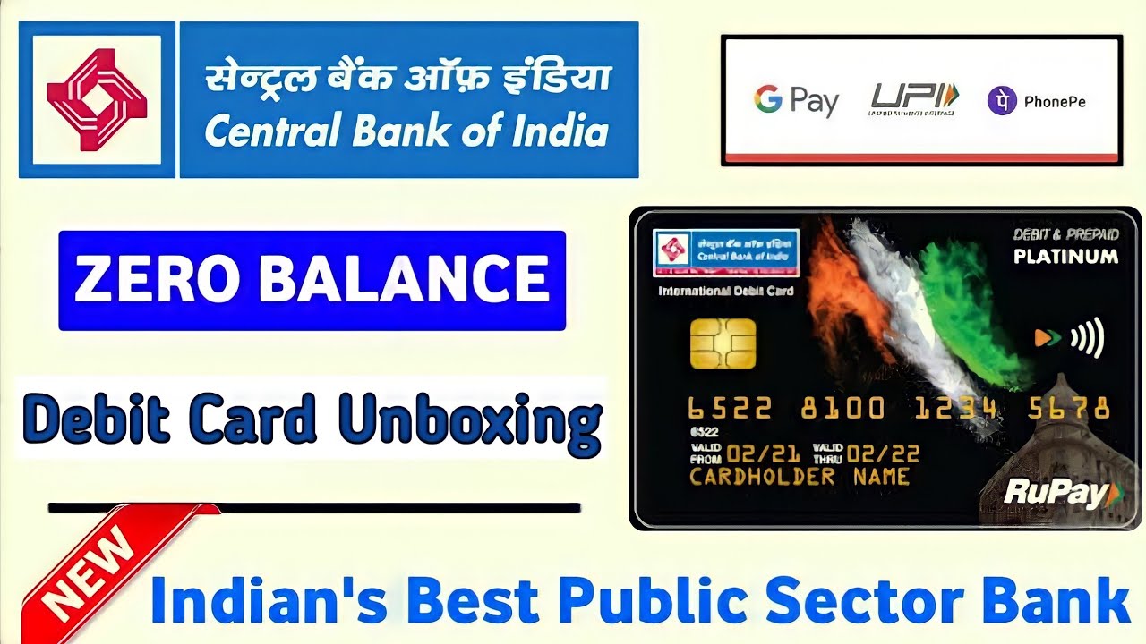 Central Bank Of India Debit Card Unboxing | Central Bank Ka ATM Card ...
