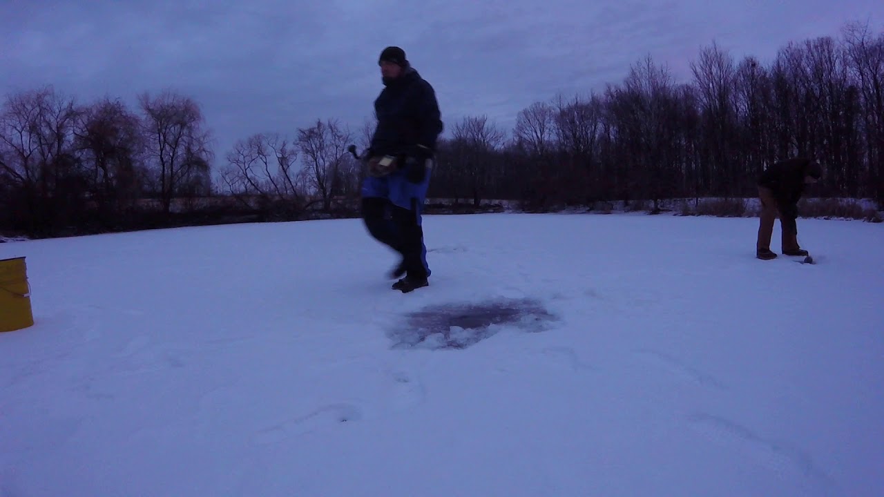 Eskimo Hand Auger - Drilling a few holes to jig - YouTube