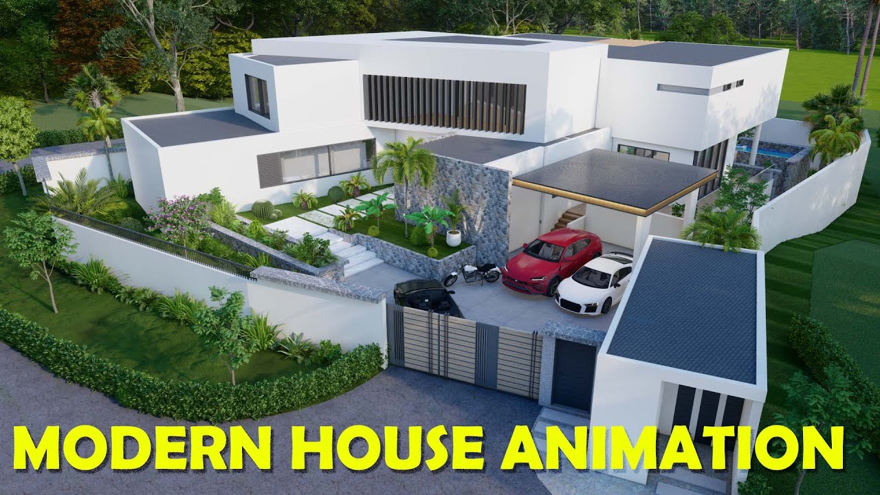 VILLA ANIMATION//INTERIOR /EXTERIOR //MODERN VILLA - YouTube