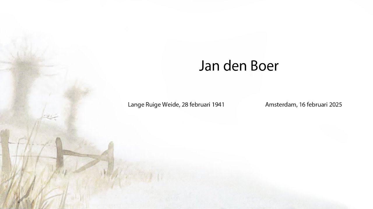 Dankdienst voor het leven van Jan den Boer - Zaterdag 22 februari, 10.30 uur - YouTube