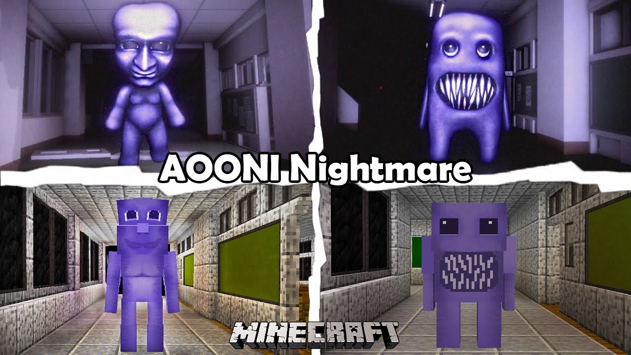 AOONI Nightmare: - ALL JUMPSCARES vs MINECRAFT - YouTube