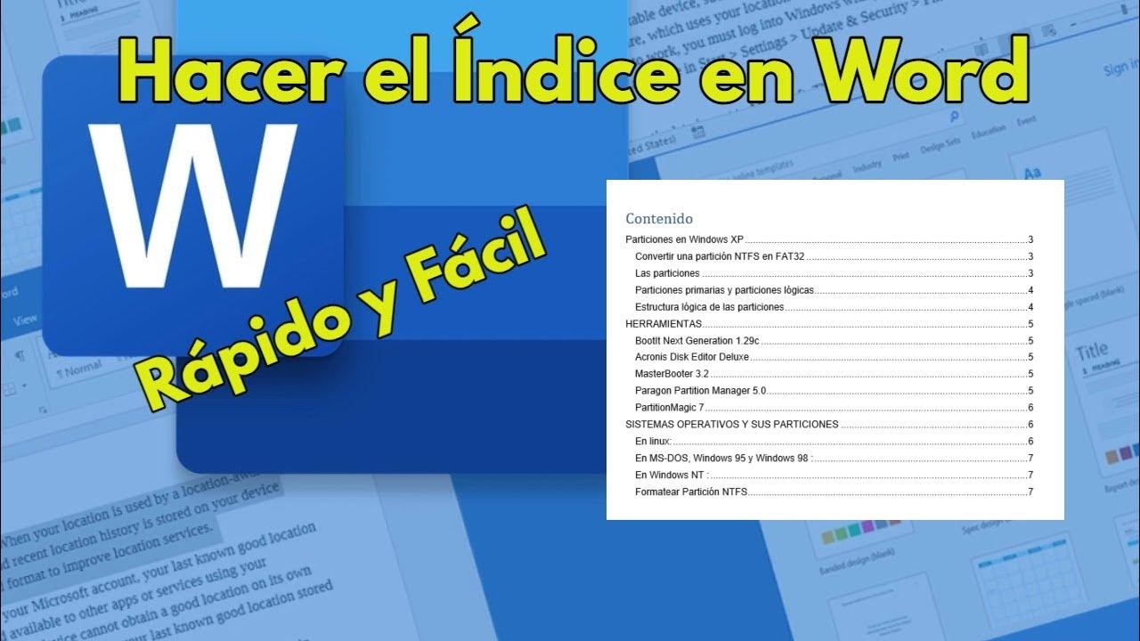 Cómo hacer el índice en Word rápido y fácil - YouTube
