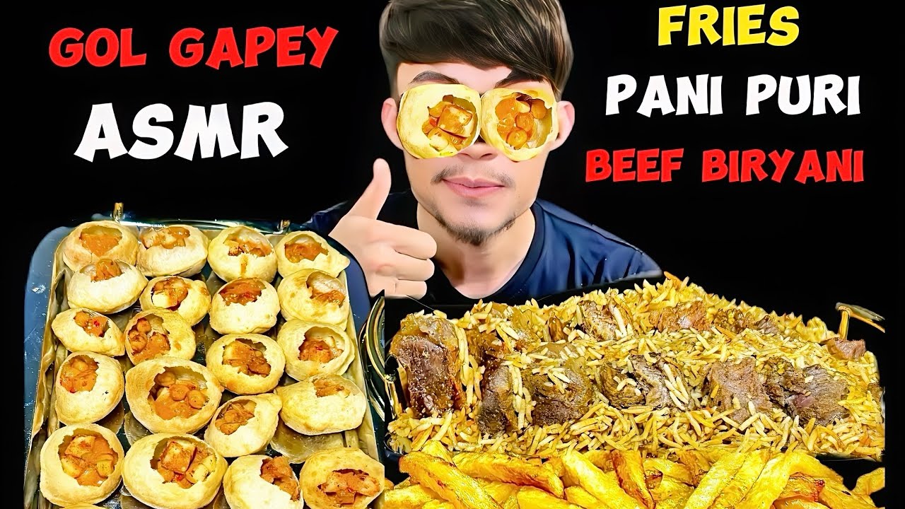 Asmr Mukbang Eating 😲 Beef Biryani Gol Gapey And Fries Eating Sound ...