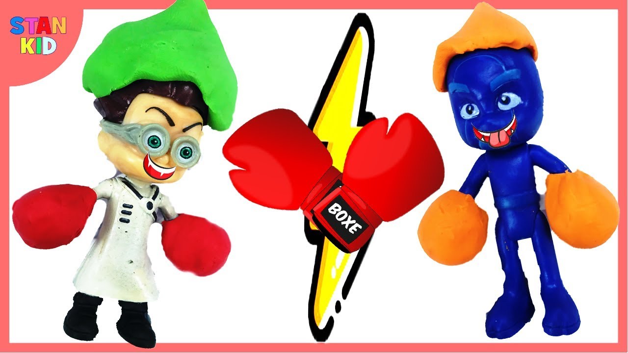 Pj Masks Toys Play on the stands Lego with Clay Gloves - YouTube