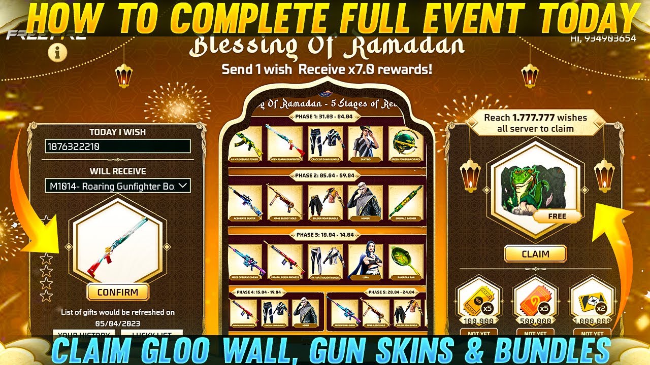 FREE FIRE BLESSING OF RAMADAN EVENT || HOW TO COMPLETE BLESSING OF ...