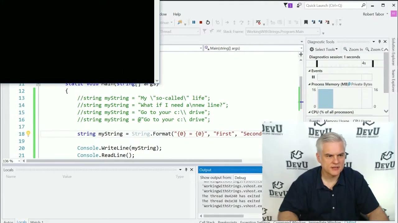 C# Programming with Bob Tabor - 13 Working with Strings - YouTube