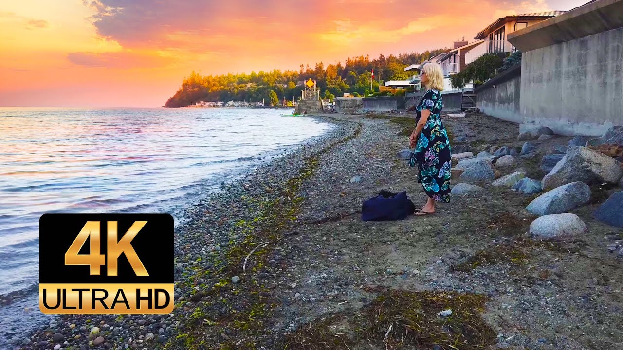 Sunset Walk On The Beach - 4K Virtual Relaxation Video - YouTube