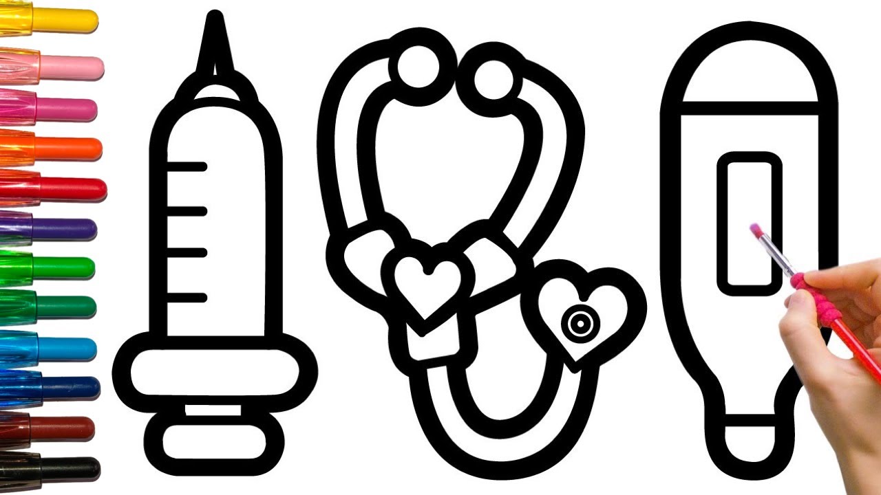 Bolalar uchun shifokor o'yinchog'ining rasmini chizish .Drawing a ...