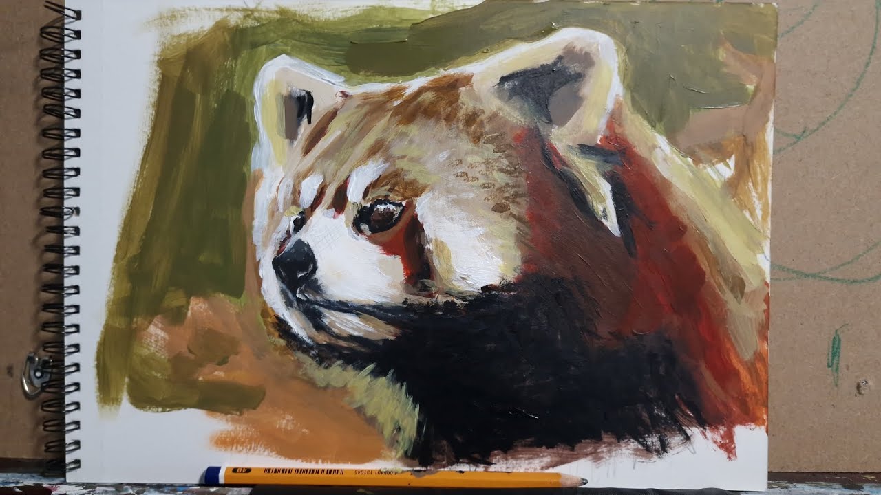 Painting a Red Panda using Acrylics Water Based | Timelapse #Art # ...