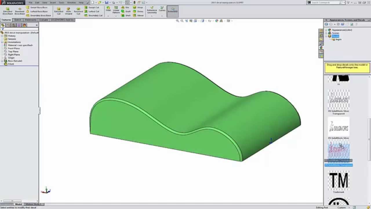 SOLIDWORKS 2015 - New options for Decal Mapping - YouTube