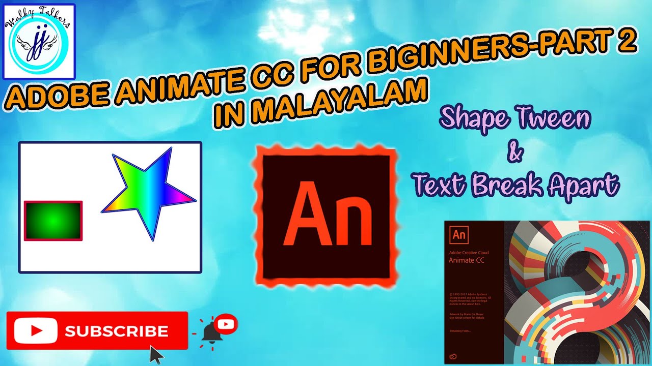 Adobe Animate CC shape tween and text break apart animation tutorials ...