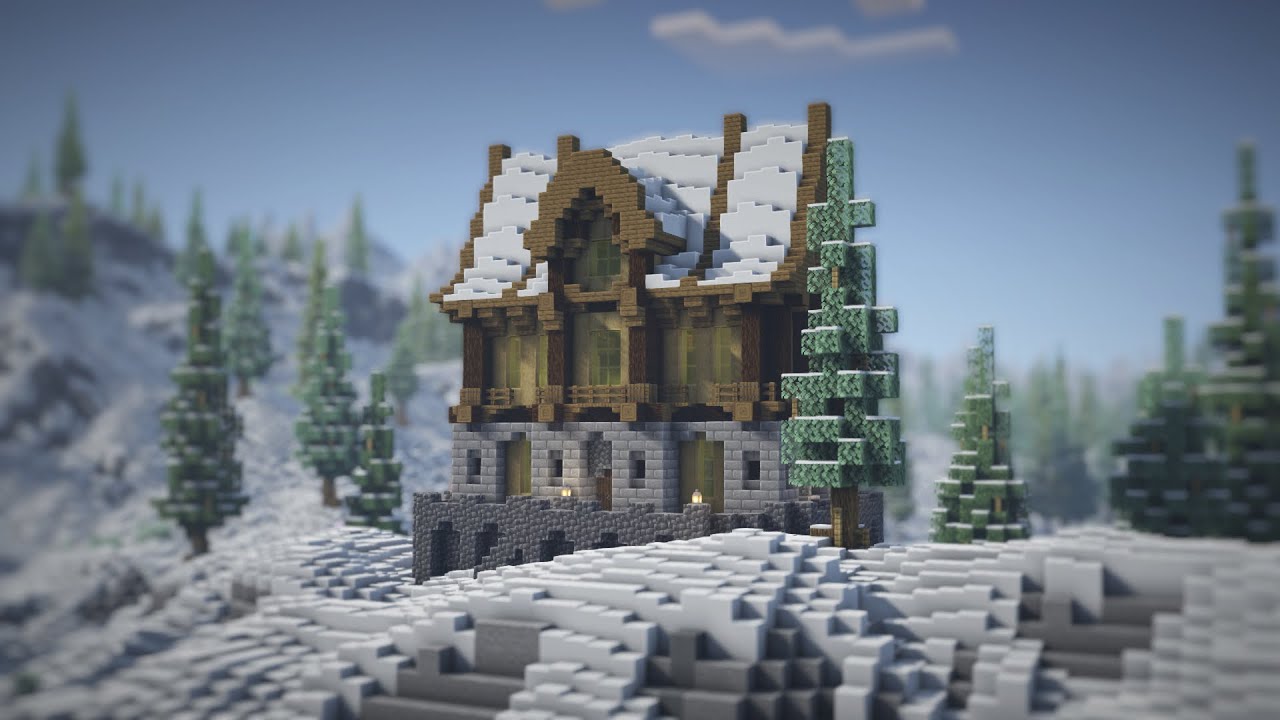 How to Build a Simple Winter House in Minecraft | Easy Survival Build ...