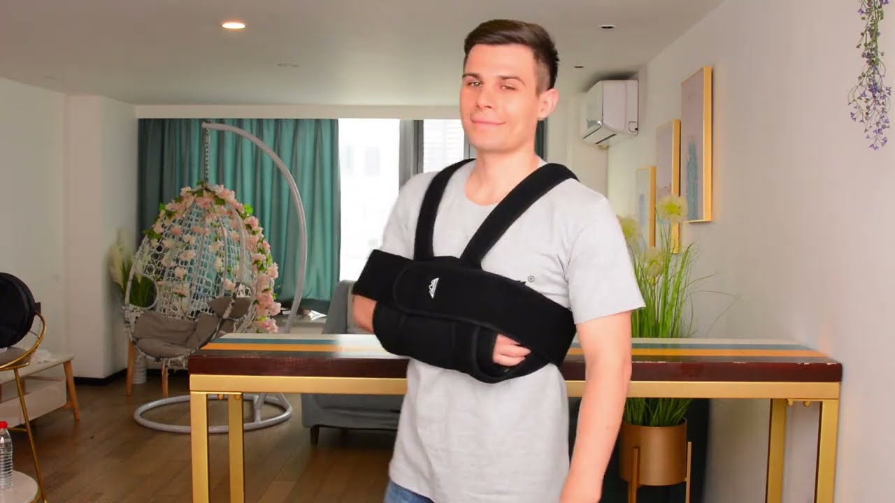 How to wear SupreGear Arm Sling Shoulder Immobilizer Support Brace ...