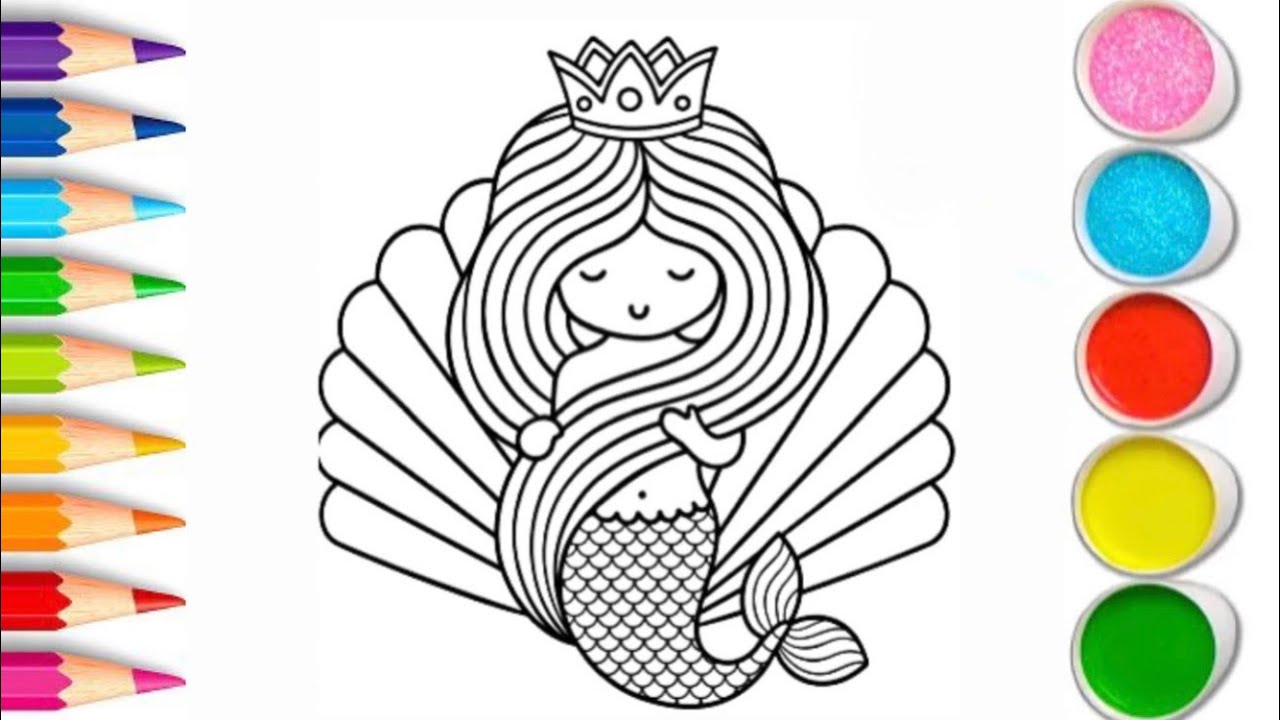 How to draw little mermaid🧜‍♀️princess | simple and easy drawing and ...