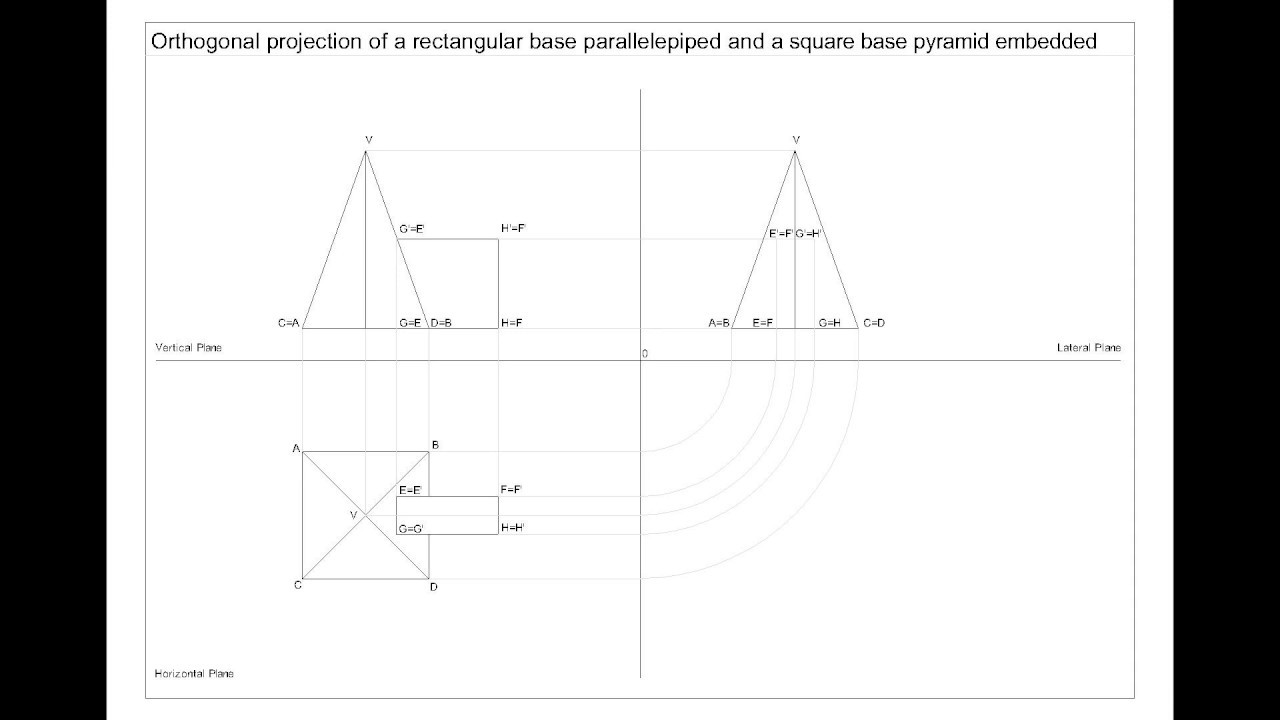 Orthogonal projection of a rectangular base parallelepiped and a square ...