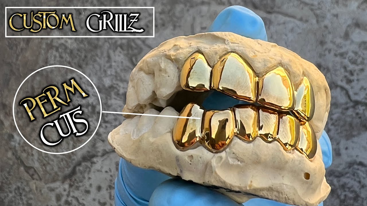 Custom Grillz Perm Cuts Gold Plated over 925 Sterling Silver Teeth ...
