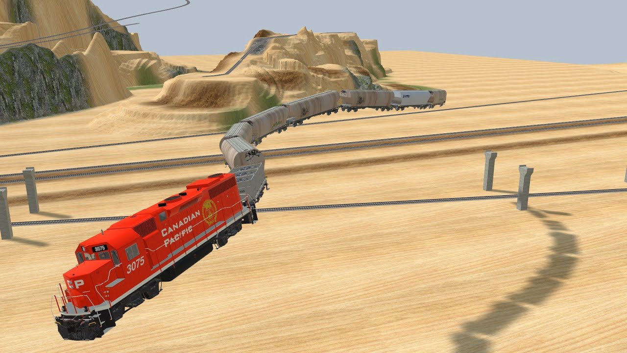 WOW ! RED TRAIN 302 Flies IN THE AIR WHILE CARRYING GOODS - YouTube