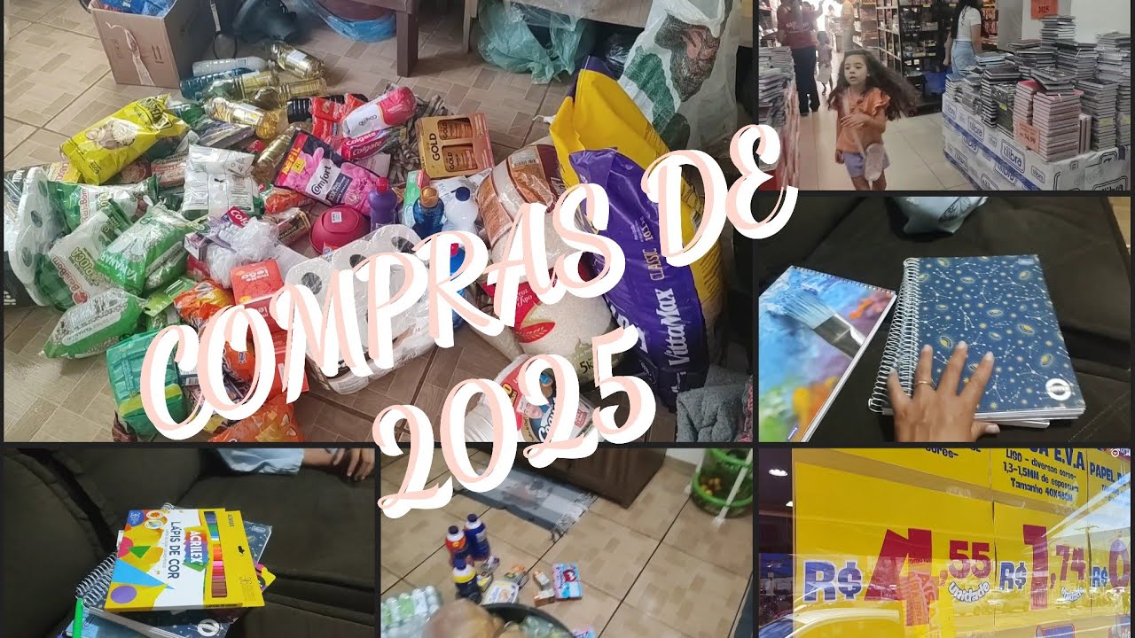 1° compra do mês de 2025/Compras de material escolar - YouTube