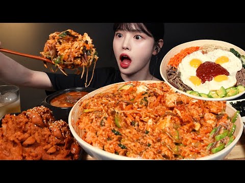 SUB)Jumbo Bibimbap with Spicy Stir-fried Pork Homemade Meal Mukbang Asmr