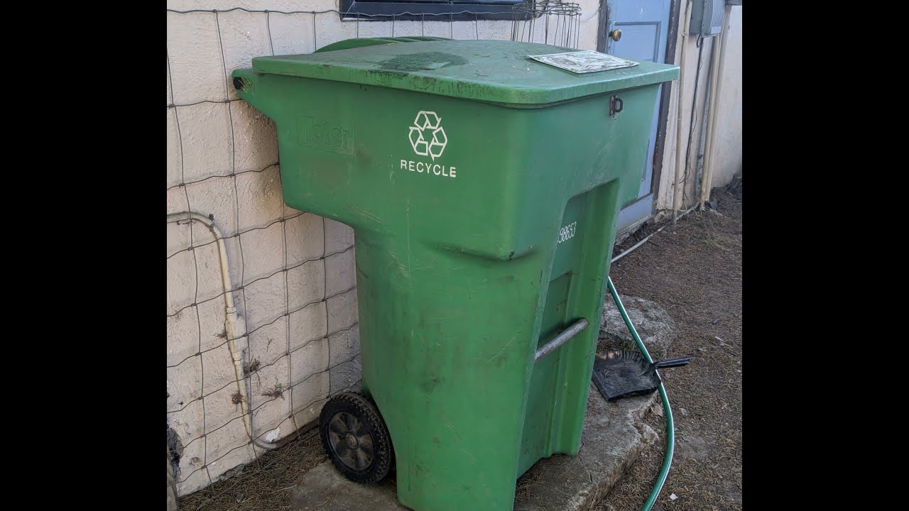 **MY RAREST TRASH CAN FIND EVER** Green 96 Gallon WMX Recycling Toter ...