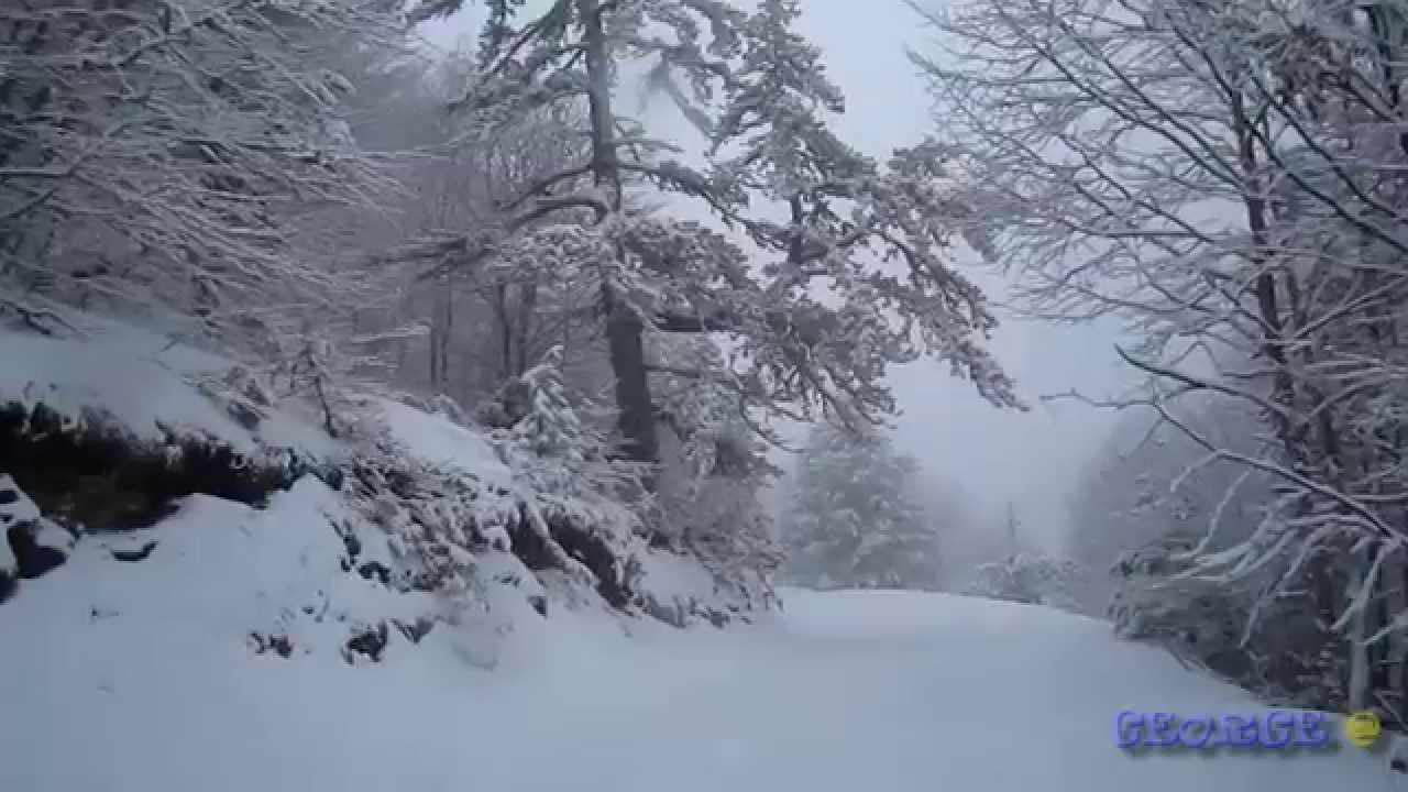 "As the Snow Falls" Driving in snowy Greek mountains Beautiful place ...