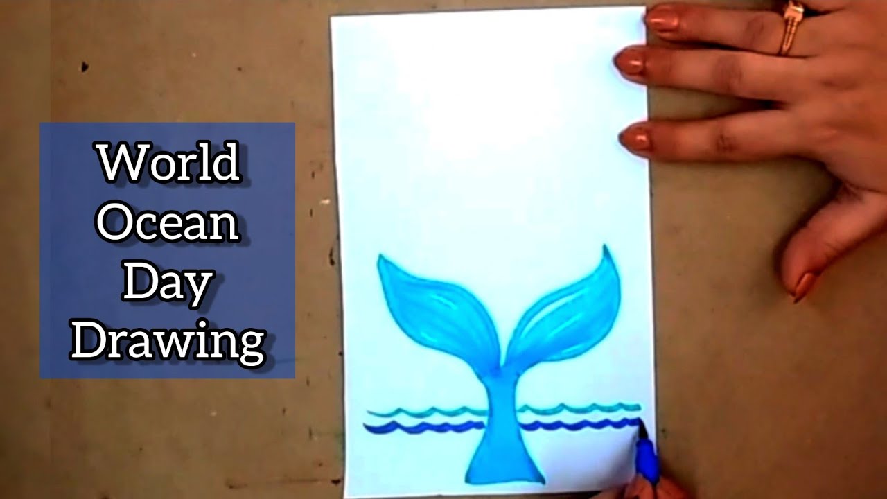 Ocean Day Drawing || World Ocean Day Drawing || Ocean Day Poster ...
