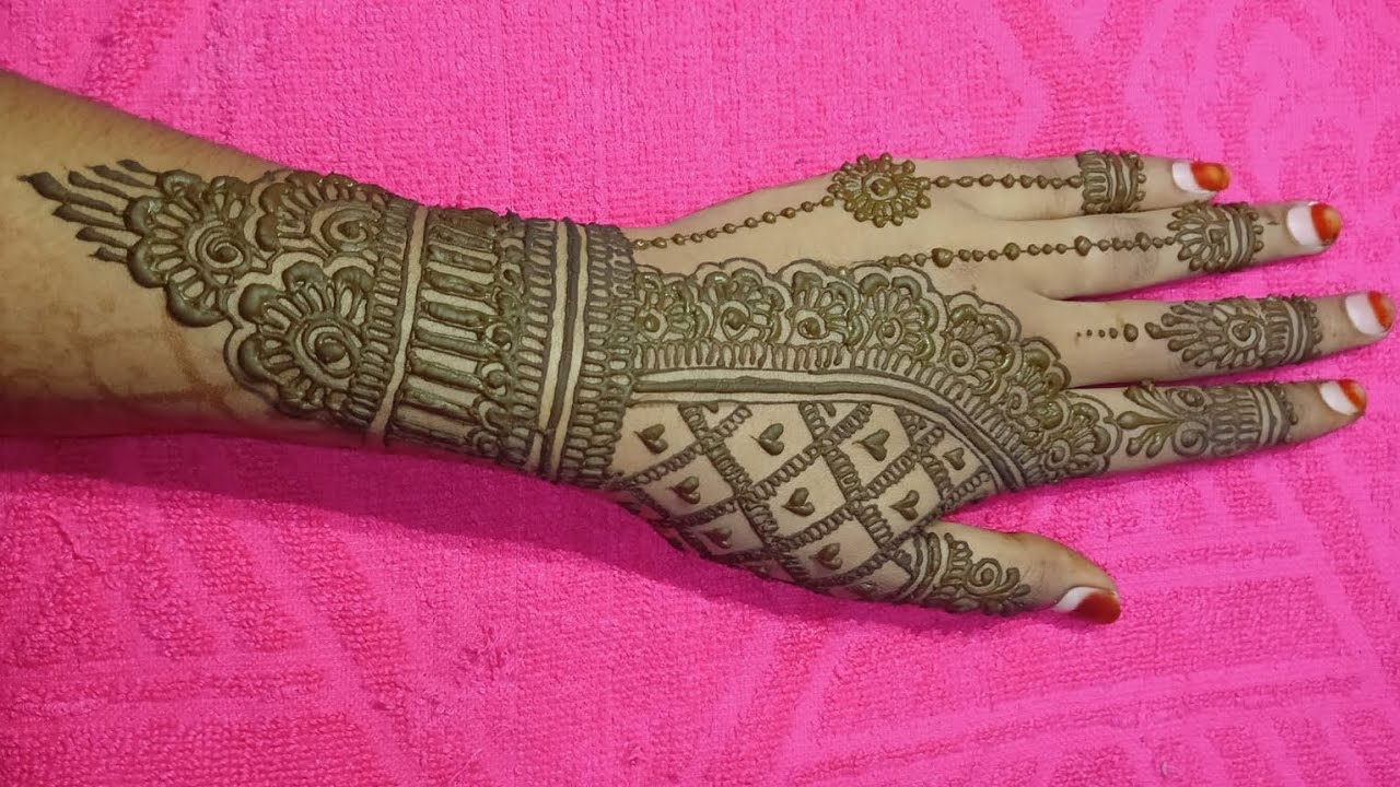 New stylish back hand design||back hand mehendi design ...