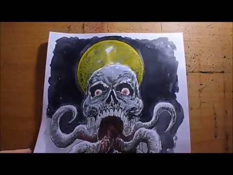 Drawing A Horror Skull Moon - YouTube