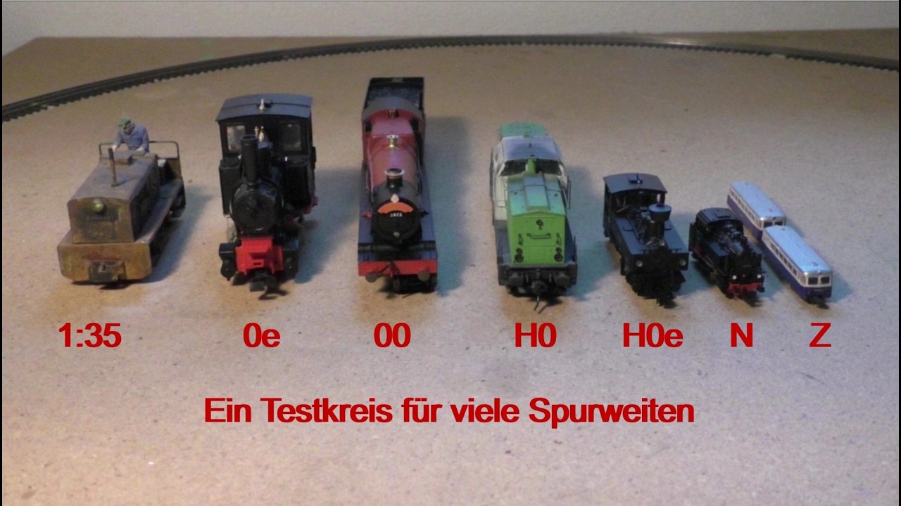 Modellbahn: ein Testkreis für Spur Z, N, H0e, H0, 00, 0e und Feldbahn 1 ...