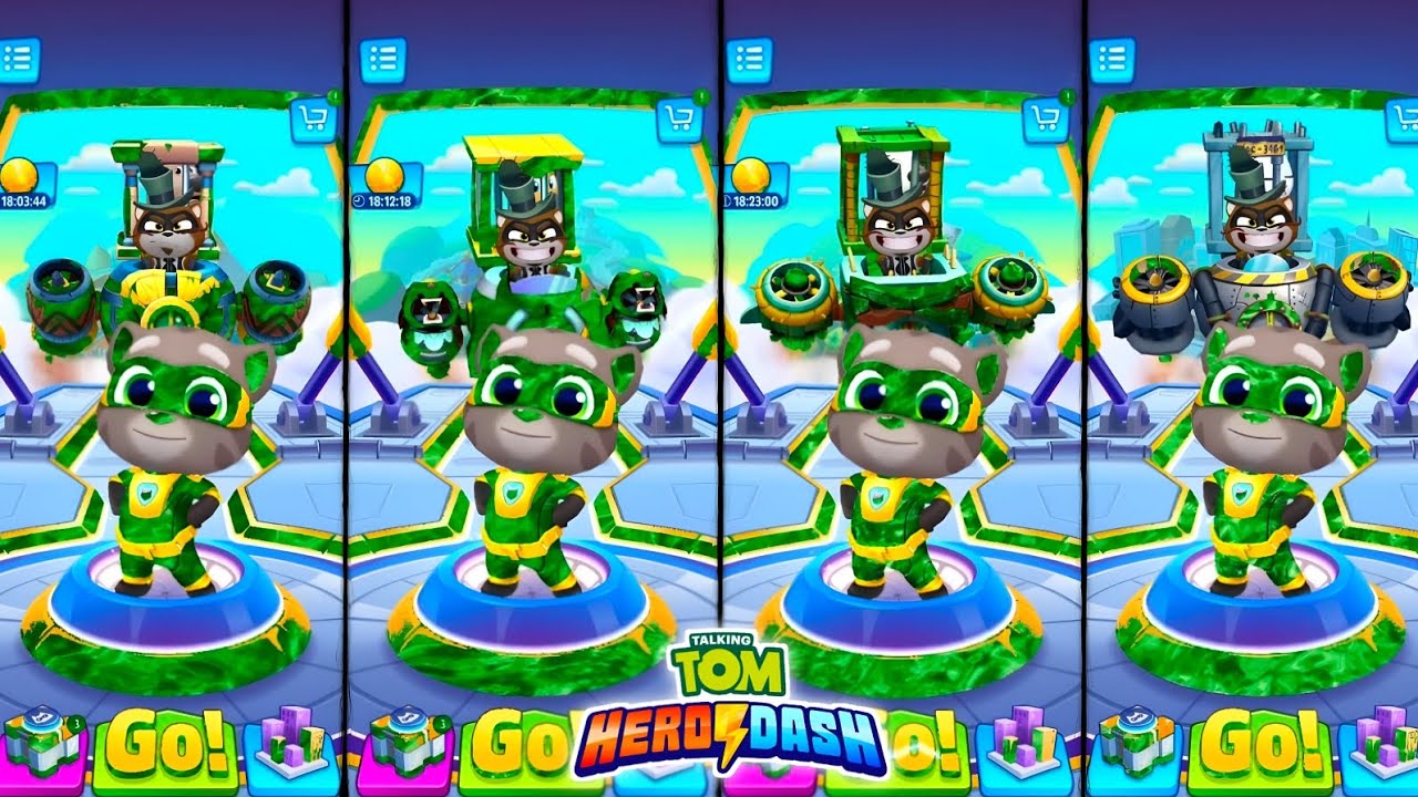 Talking Tom Hero Dash - Green Colour Suit Hero Tom - Save The All Heroes & Heroes Running ...