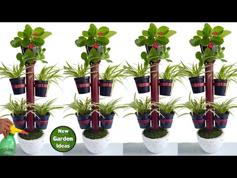 How to Make Tree pot Tower Using Plastic(PVC) pipe//new method