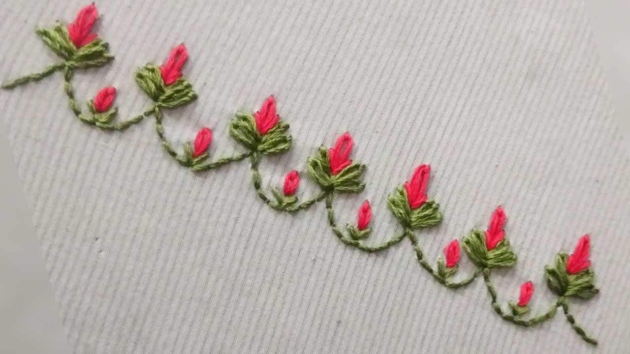 Unique and beautiful borderline embroidery design//#embroidery - YouTube