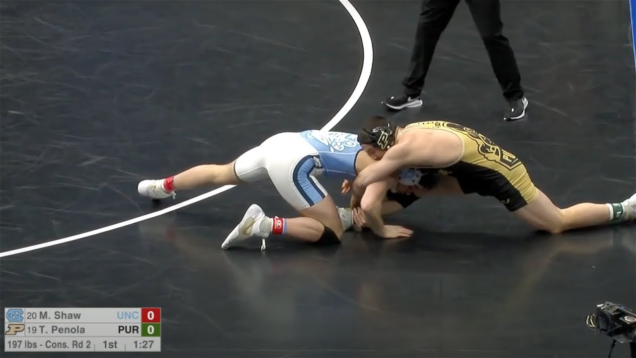 197lbs Thomas Penola (Purdue) dec Max Shaw (UNC) - YouTube