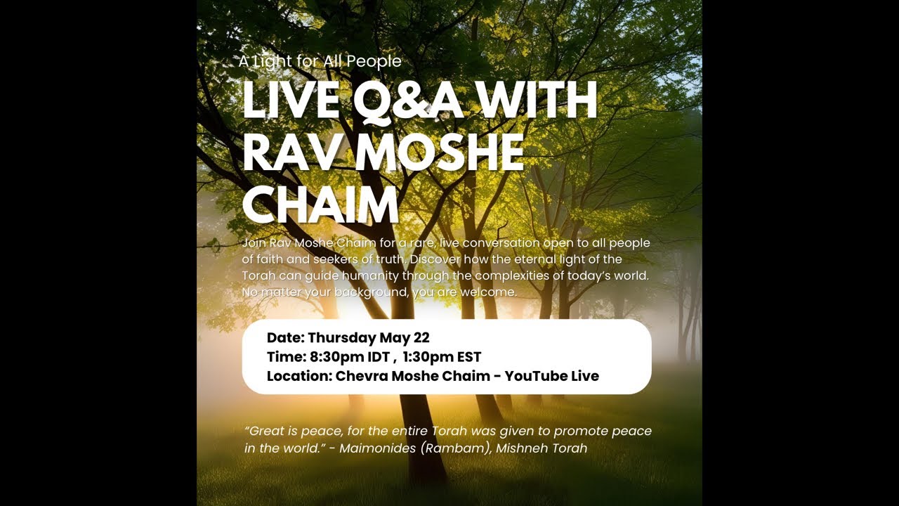 Live Q&A with Rav Moshe Chaim - YouTube