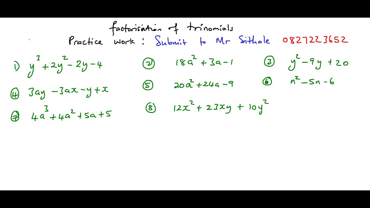 Grade 10: Algebraic Expressions Lsn 8 - YouTube