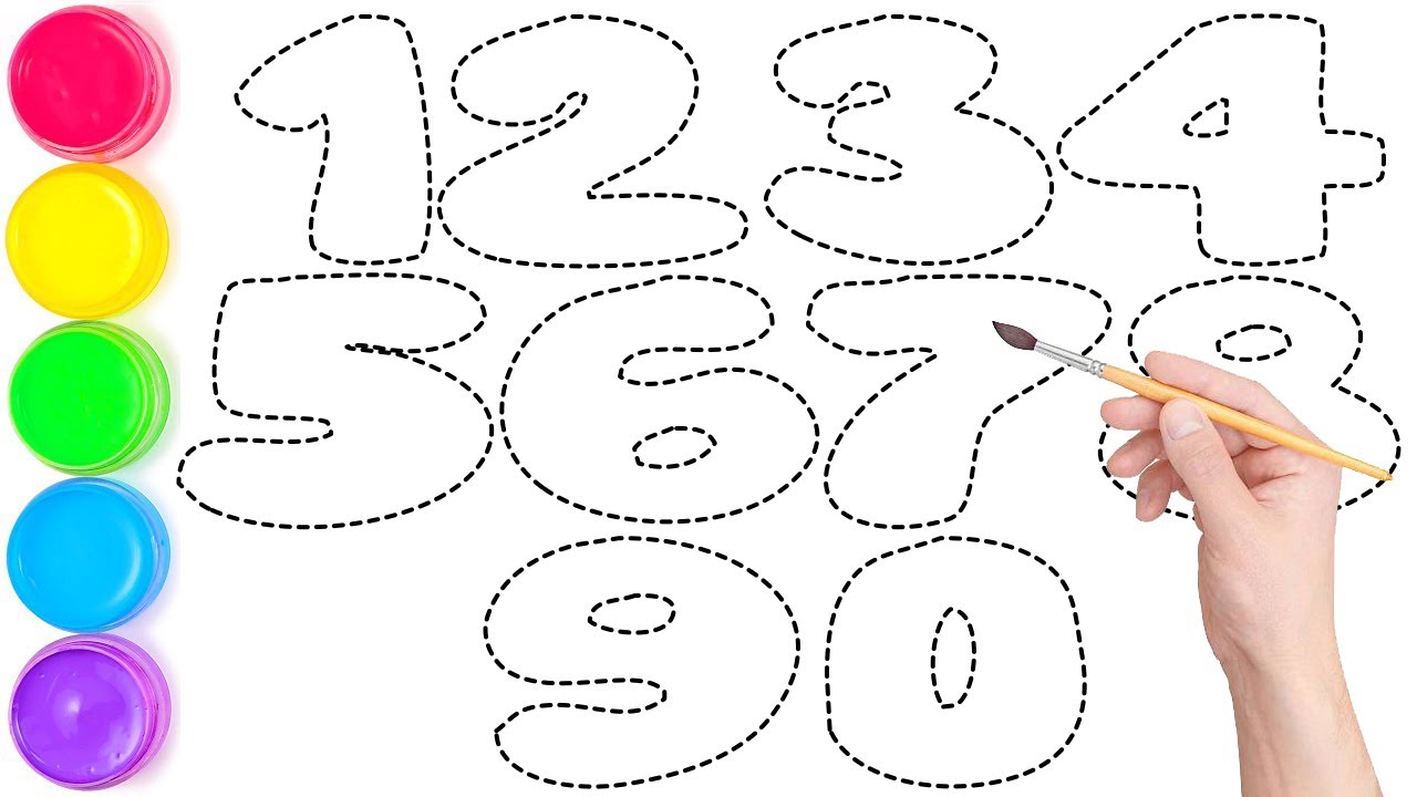 1234567890 for kids // Drawing and paintign Numbers Children // 123 ...
