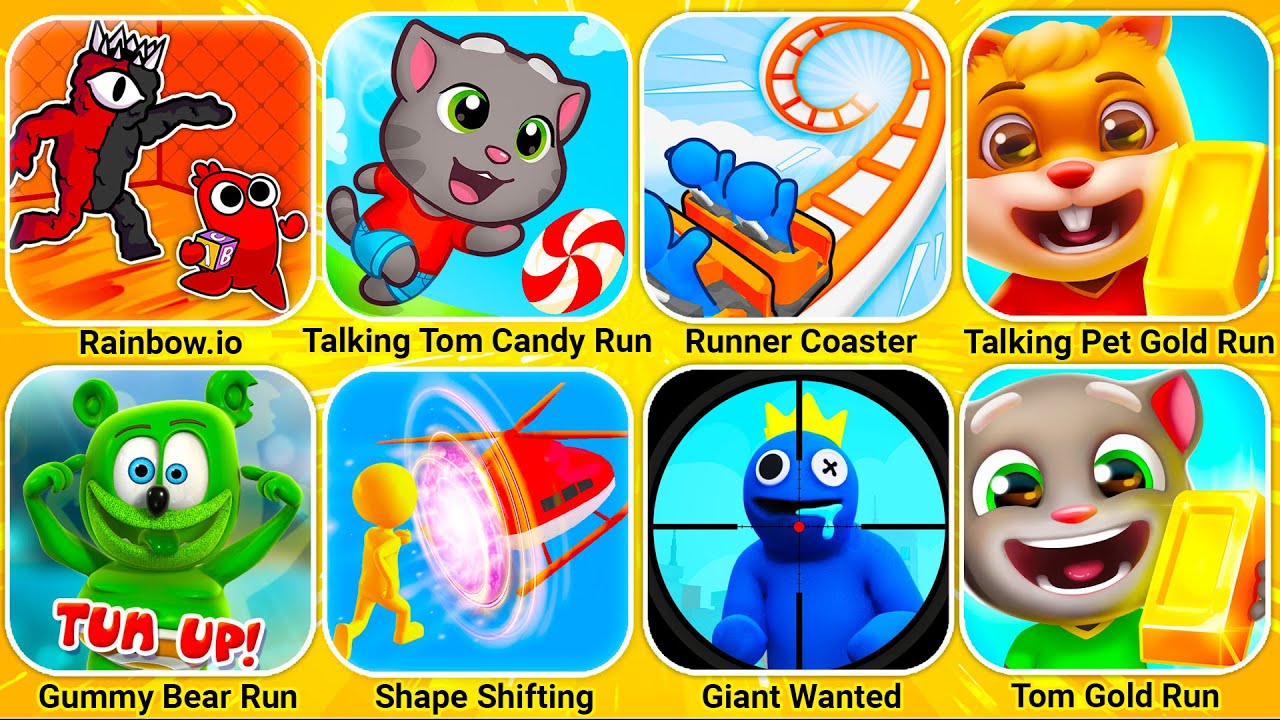 Rainbow Io, Talking Tom Candy Run, Talking Pet Gold Run, Giant Wanted ...