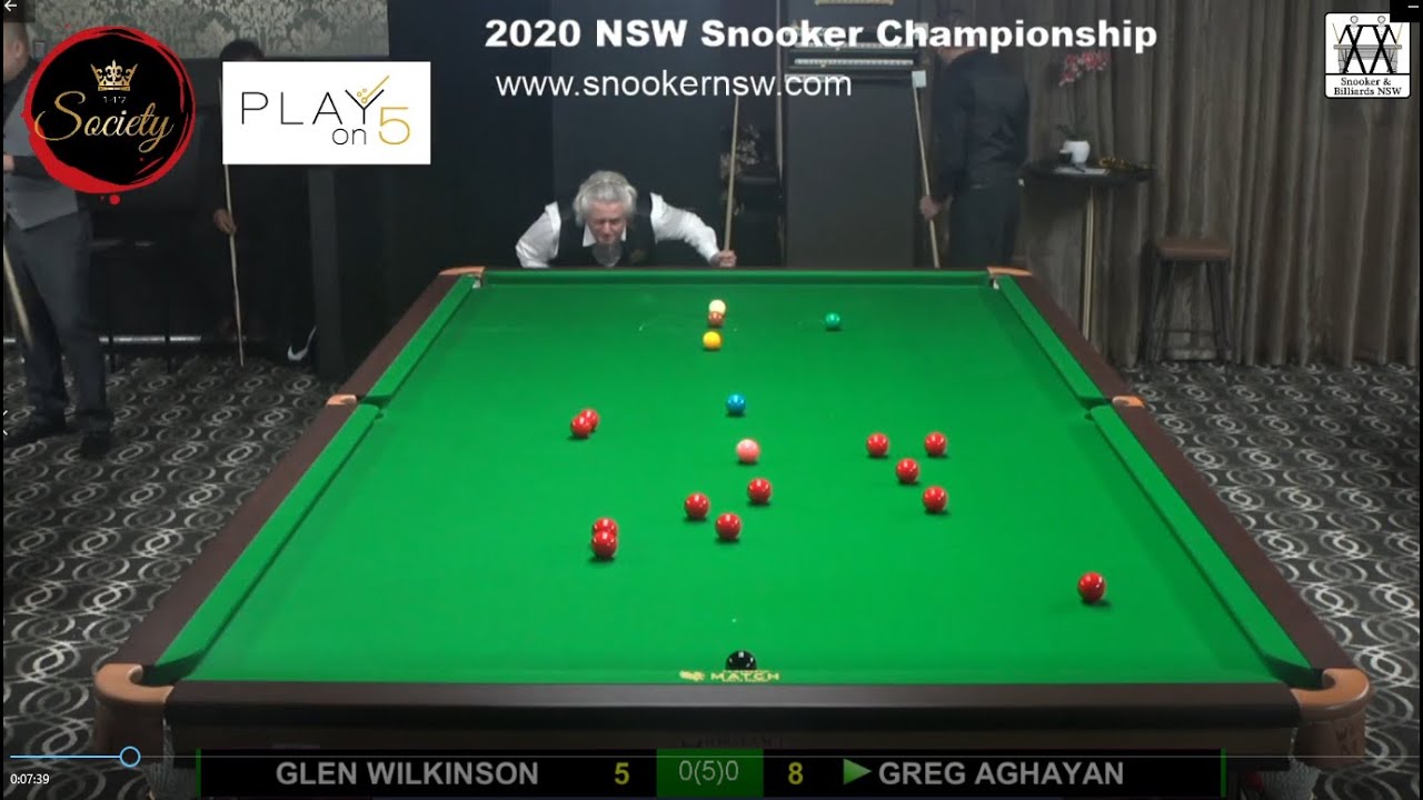 Snooker 'HD' Rounds Glen Wilkinson Vs Greg Aghayan 2020 NSW Snooker ...