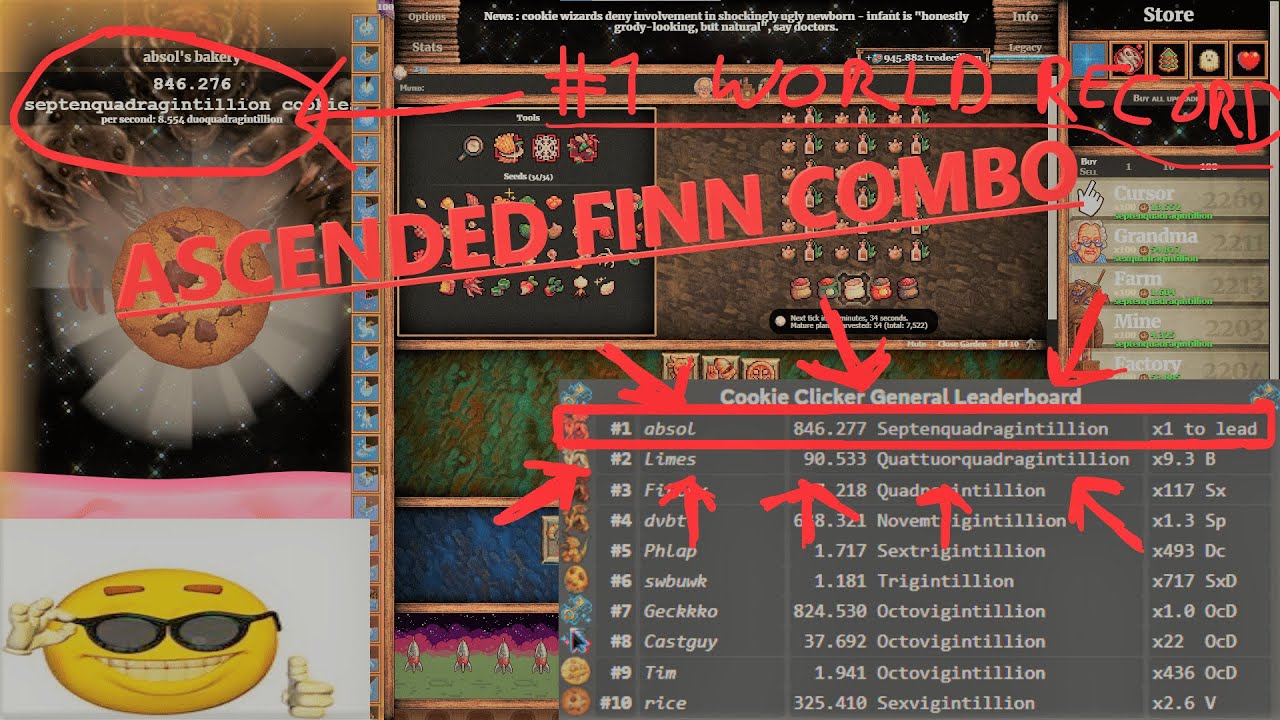 #1 in the WORLD (Cookie Clicker ascended finn combo) - YouTube