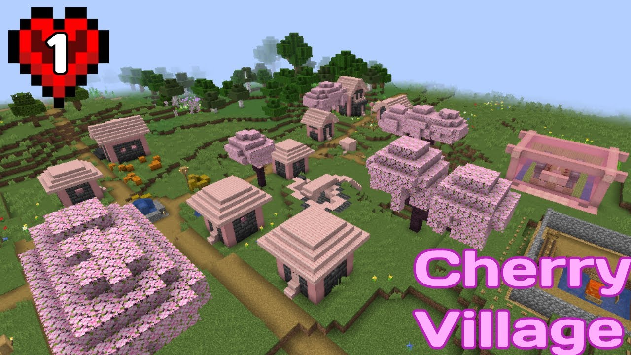 I Built A Cherry Village In Hardcore Minecraft! #1 - YouTube