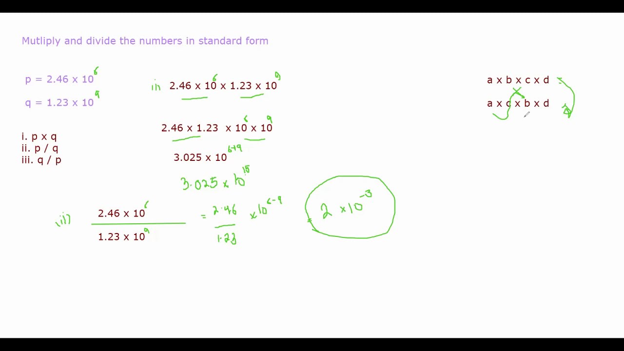 Multiplication and Division of numbers written in standard form - YouTube