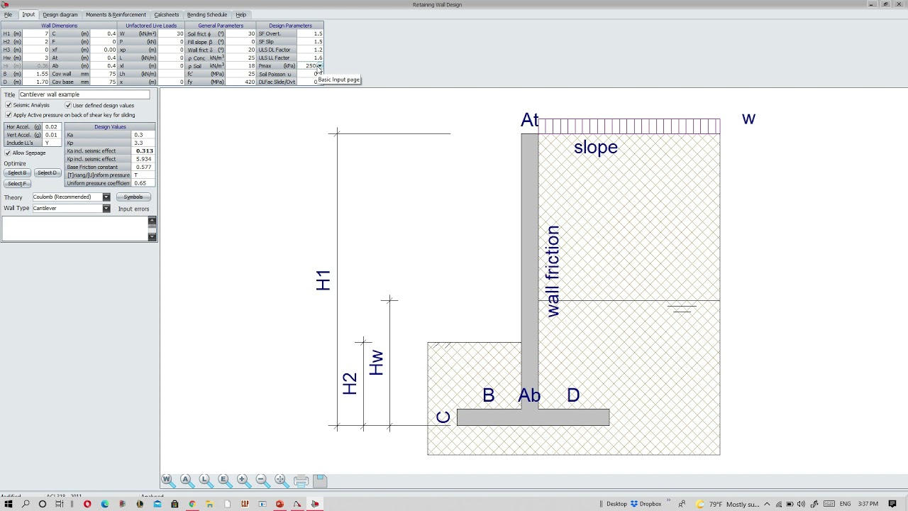 Design of retaining wall - YouTube